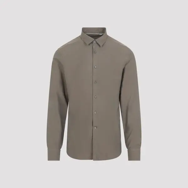 Canali Elegant Cotton-silk Blend Shirt For - Brown