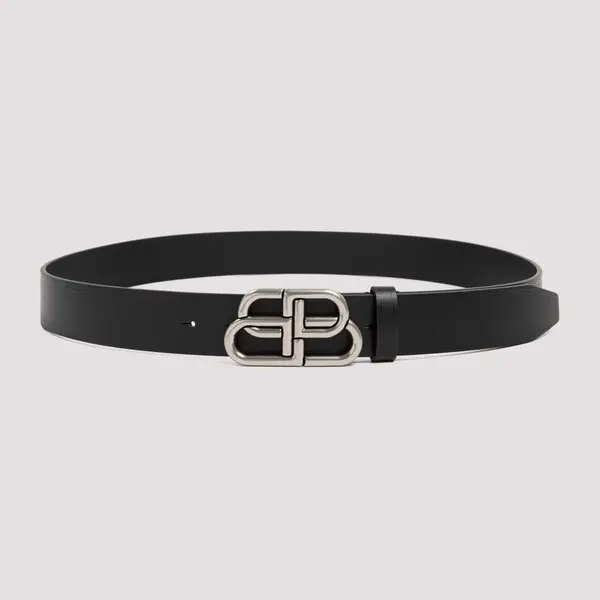 Balenciaga Leather Large Bb Belt - Black
