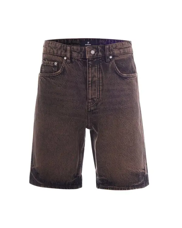 REPRESENT Distressed Denim Shorts - Bark