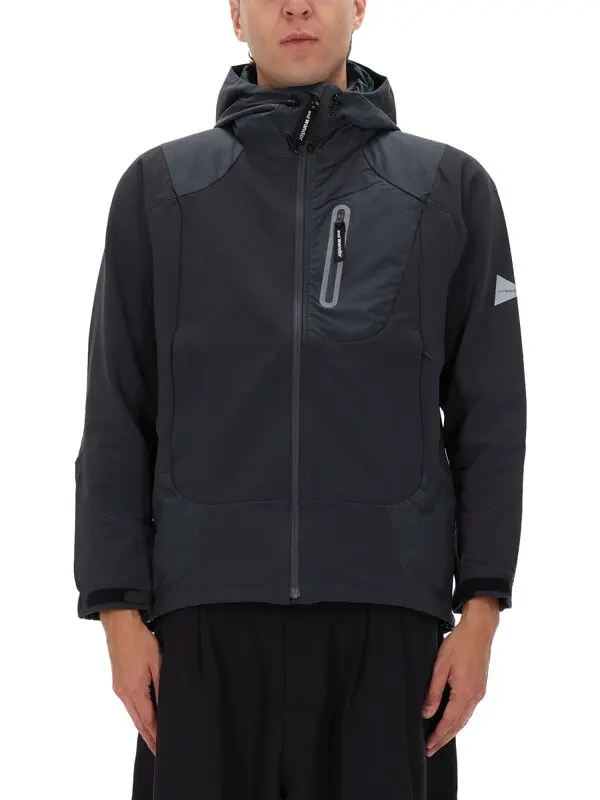 AND WANDER Hooded Zip Front Softshell Jacket - Grey