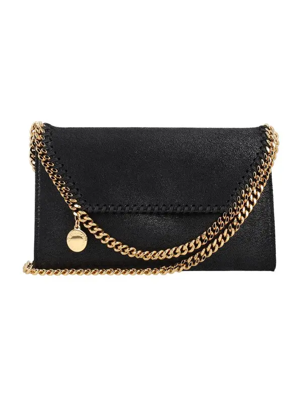 Stella McCartney Mini Vegan Leather Crossbody Bag With Gold Chain - Black