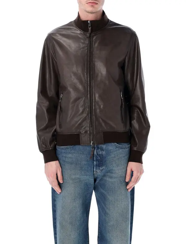 SWORD 6644 Leather Bomber - Brown