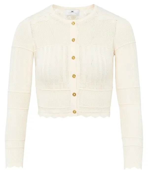 Elisabetta Franchi Knit Button-up Cardigan - Burro