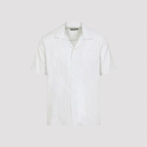 Canali Printed Linen And Cotton Boxy-fit Shirt - Grey