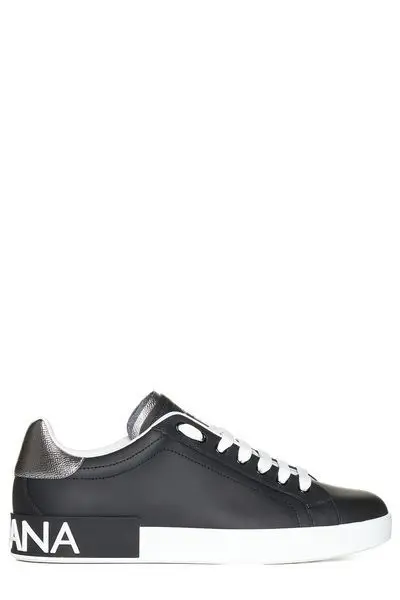 Dolce & Gabbana Calfskin Nappa Portofino Sneakers For - Black