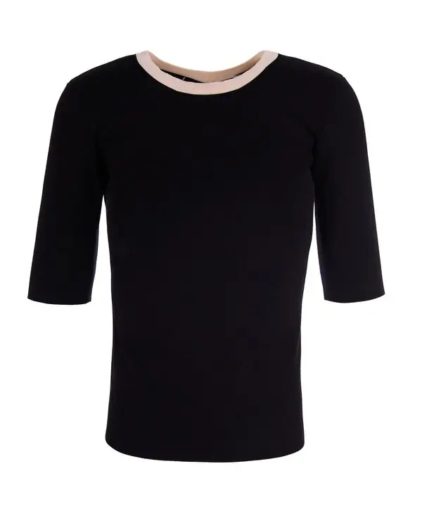 Elisabetta Franchi Black Knit Top - Nero/burro