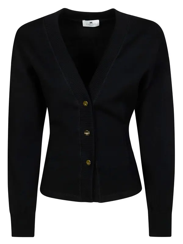 Elisabetta Franchi Knit Cardigan With Printed Logo