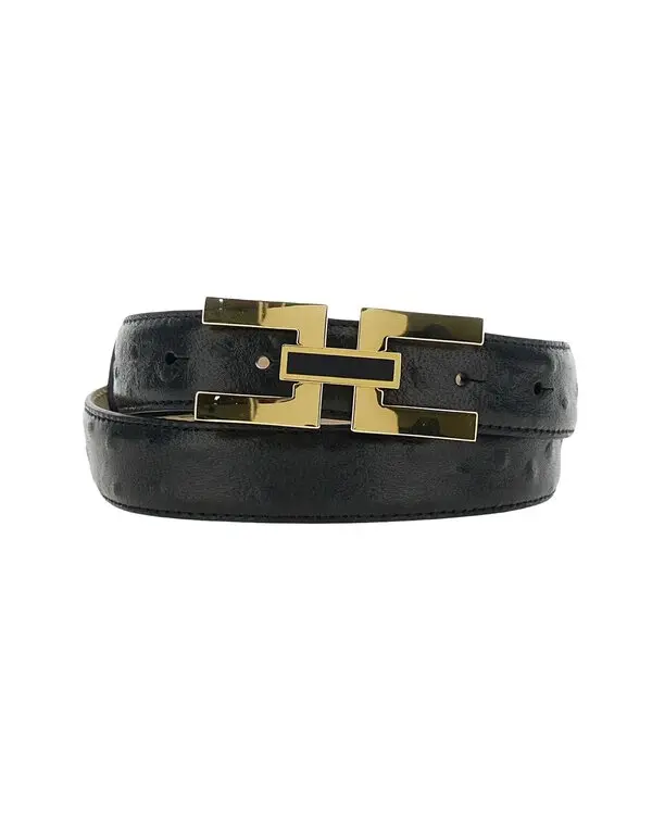 Elisabetta Franchi Leather Belt With Statement Buckle - Nero