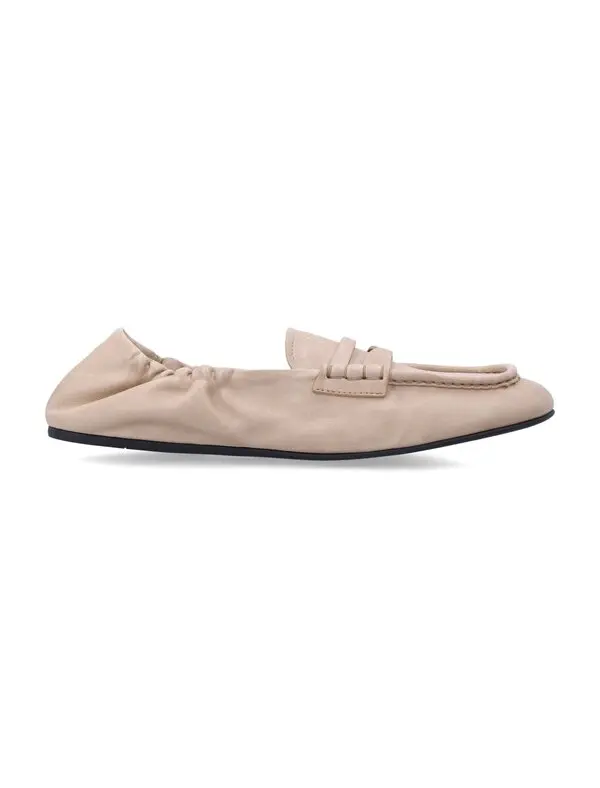 Miu Miu Ruched Suede Loafers - Rope