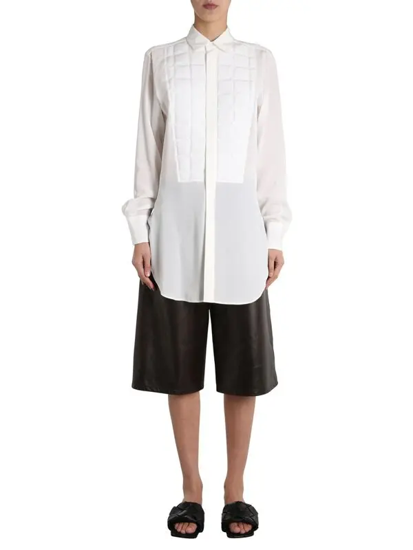 Bottega Veneta Quilted Silk Shirt - White