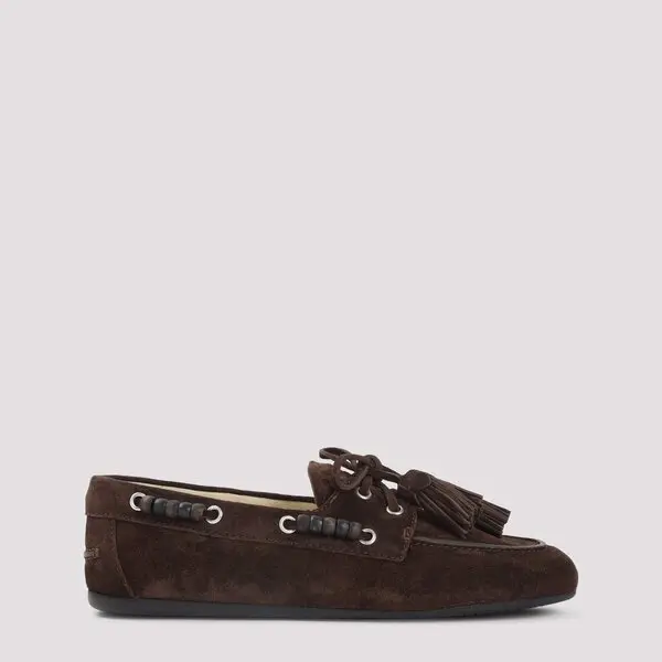 Miu Miu Suede Loafers With Tassel Detailing - Brown