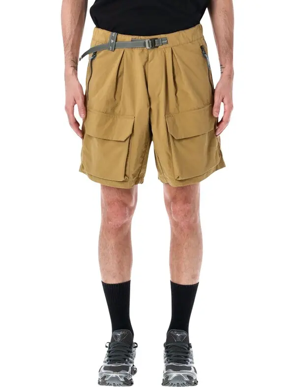 AND WANDER Mid-length Cargo Shorts With Adjustable Belt - Beige