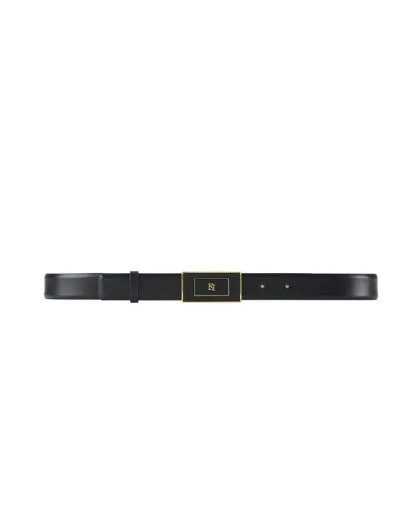 Elisabetta Franchi Leather Belt With Gold Tone Buckle - Nero