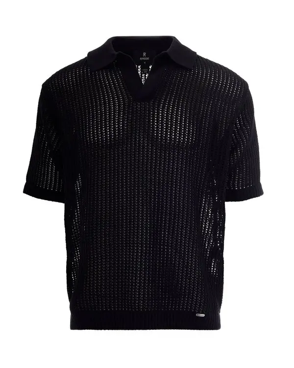 REPRESENT Open-knit Short-sleeve Polo Shirt