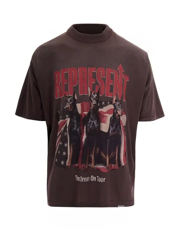 REPRESENT Graphic Print Mock Neck T-shirt