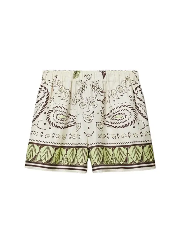 Tory Burch Silk Printed Camp Shorts - Multicolour