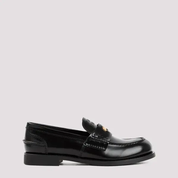 Miu Miu Brushed Leather Penny Loafers - Black