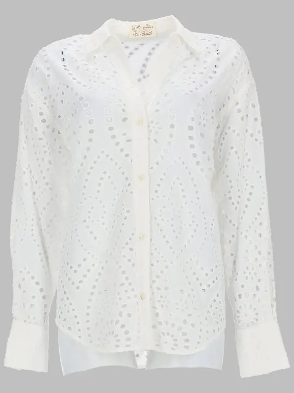 MC2 SAINT BARTH Elegant Broderie Anglaise Blouse - White
