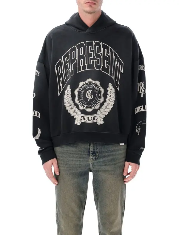 REPRESENT Premium Cotton Graphic Hoodie - Stained Black