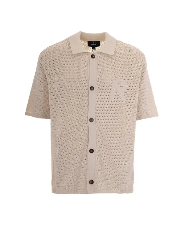 REPRESENT Short Sleeve Knit Button-up Shirt - Ecru