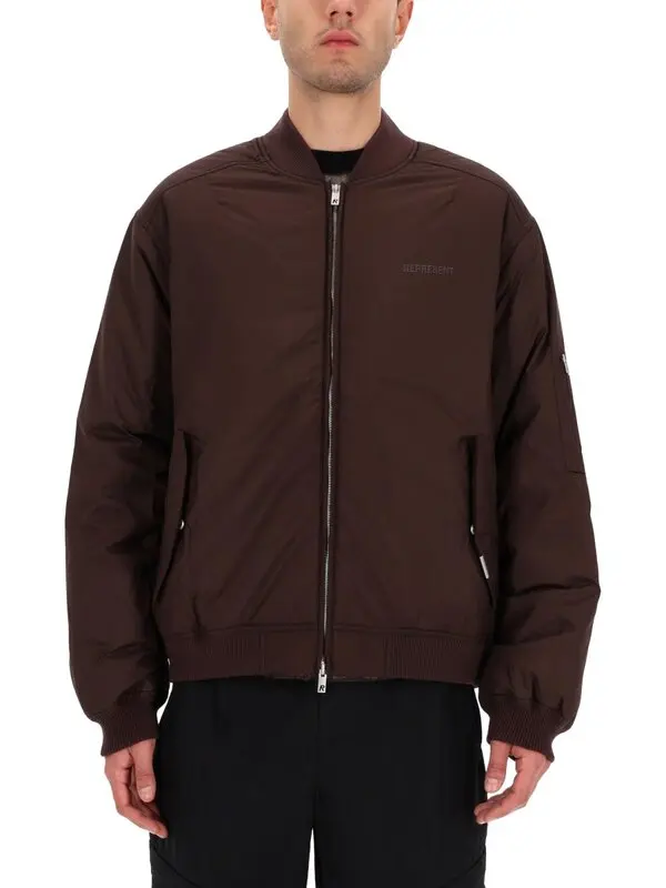 REPRESENT Boxy Fit Bomber Jacket - Brown