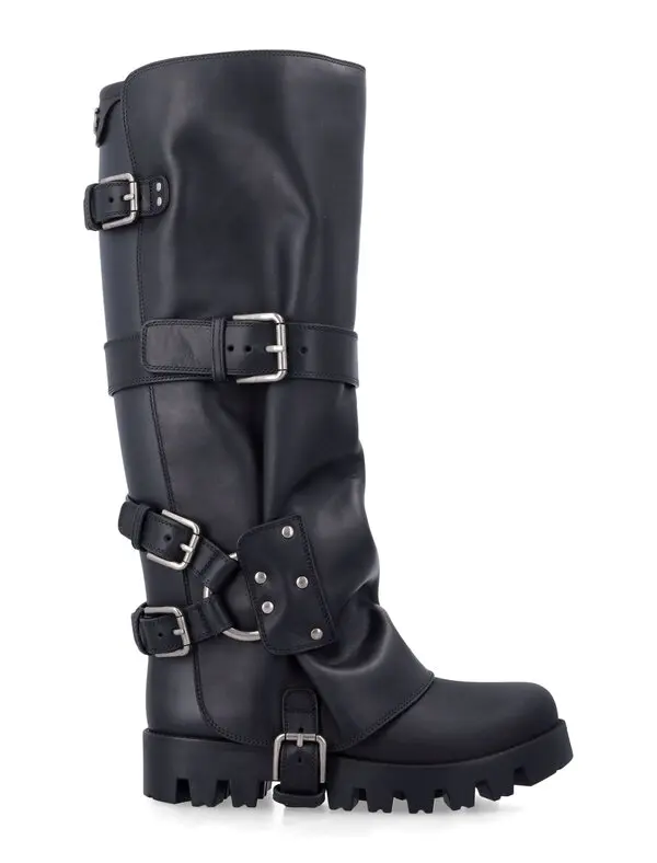 Dolce & Gabbana Boots In Rubber And Calfskin - Black