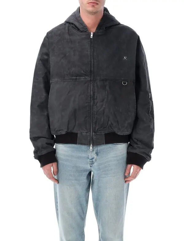 REPRESENT Textured Cotton Hooded Bomber Jacket
