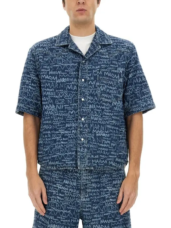 Marni Logo Western Shirt - Denim