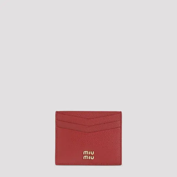 Miu Miu Gem Leather Card Holder - Red