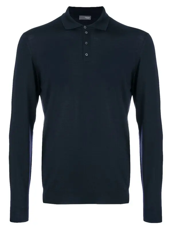 DRUMOHR Merino Wool Long Sleeve Polo Sweater