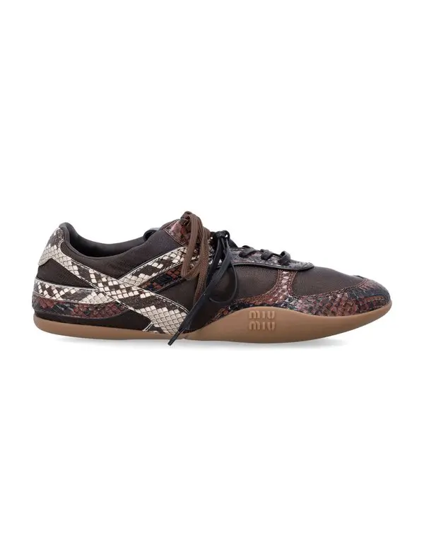 Miu Miu Gymnasium Technical Fabric And Python Low-top Sneakers