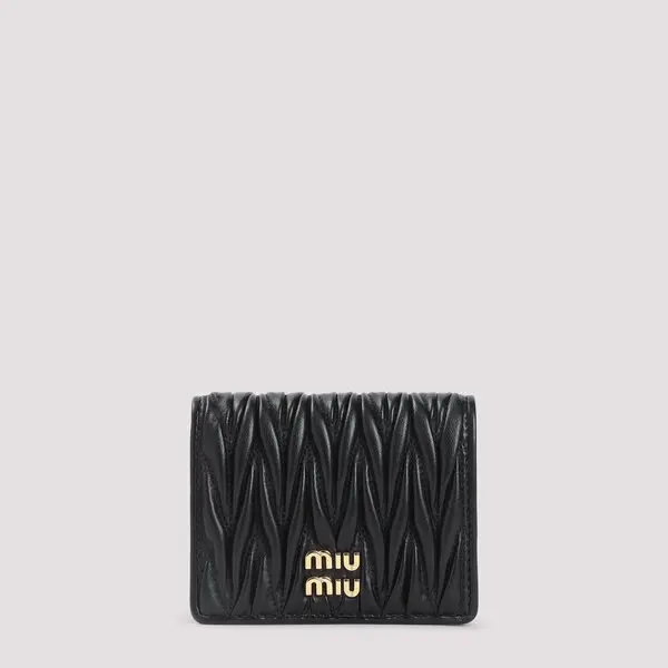 Miu Miu Mini Leather Wallet 8.5cm X 11cm X 2cm - Black