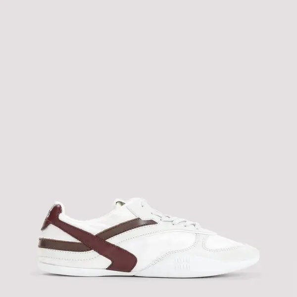Miu Miu Gymnasium Technical Fabric And Suede Sneakers - White