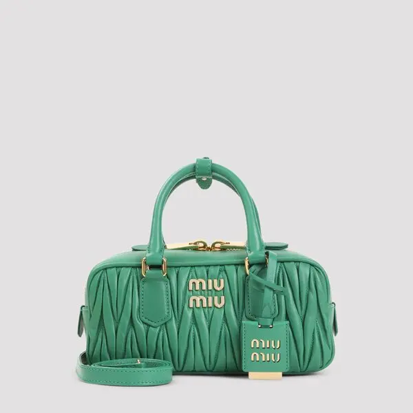 Miu Miu Mini Leather Handbag 24cm X 10cm X 8cm - Green