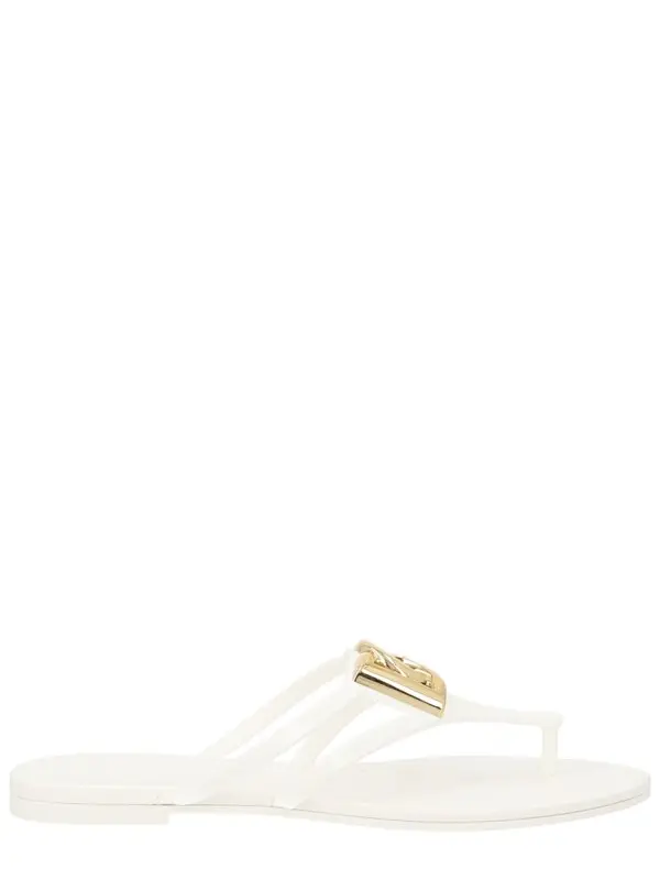 Dolce & Gabbana Rubber Thong Sandals With Logo Plaque - White