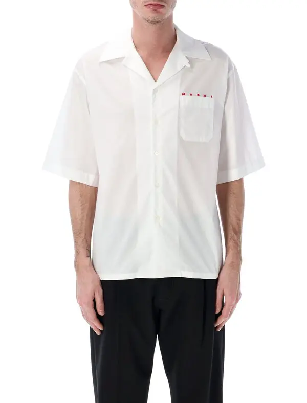 Marni Organic Poplin Bowling Shirt With Hidden Logo - White