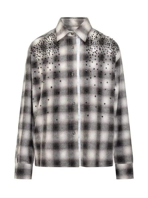 DES_PHEMMES Strass-embellished Quadri Mini Shirt