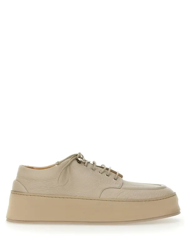 Marsèll Pebbled Leather Platform Derby Shoes - Beige