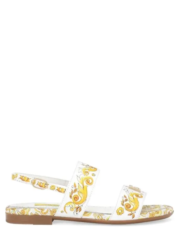 Dolce & Gabbana Printed Calf Leather Sandals - Yellow