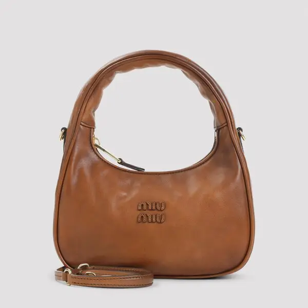 Miu Miu Embossed Logo Calf Leather Shoulder Bag