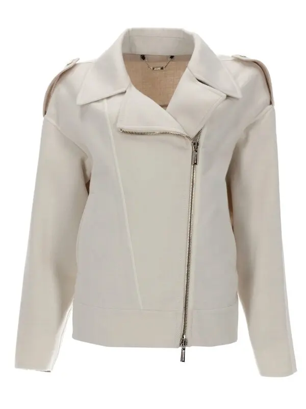 MOORER Asymmetrical Zip Short Jacket