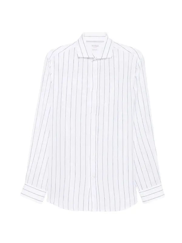 Brunello Cucinelli Striped Short Sleeve Mini Shirt