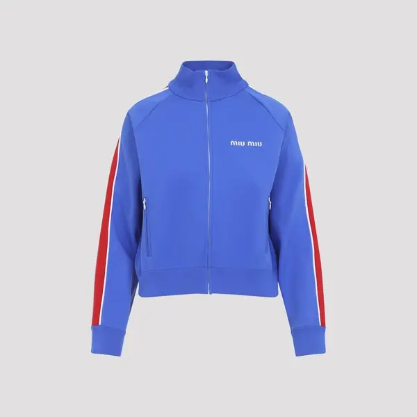 Miu Miu Technical Yarn Zipper Sweatshirt - Blue