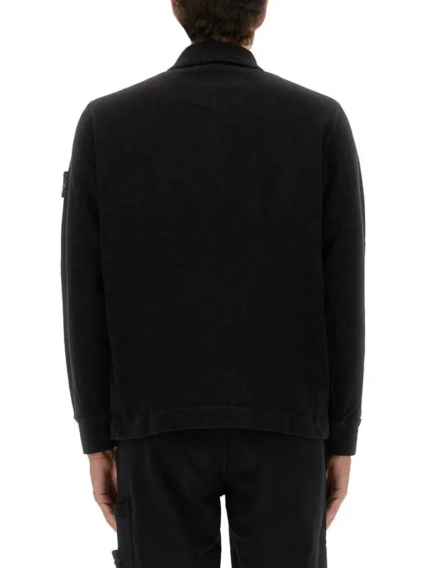 Stone Island Cotton Vanisé Polo Shirt - Black