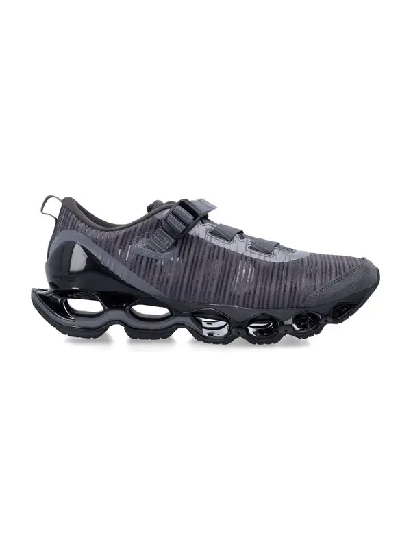 Mizuno Athletic Sneakers With Wave Sole And Adjustable Strap Closure - Black