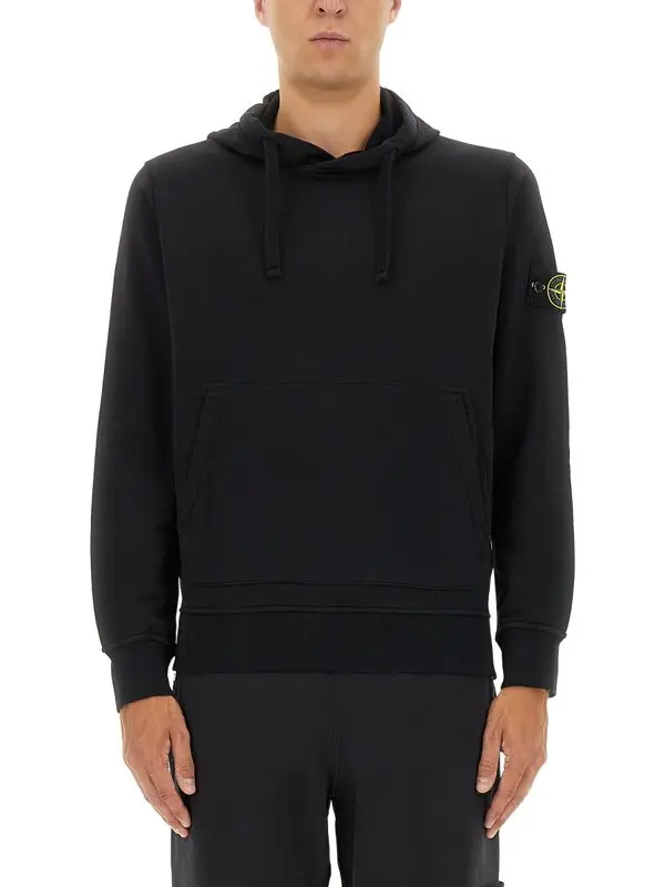 Stone Island Organic Cotton Fleece Hoodie - Black