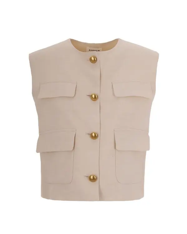 PAROSH Sleeveless Button-front Utility Vest