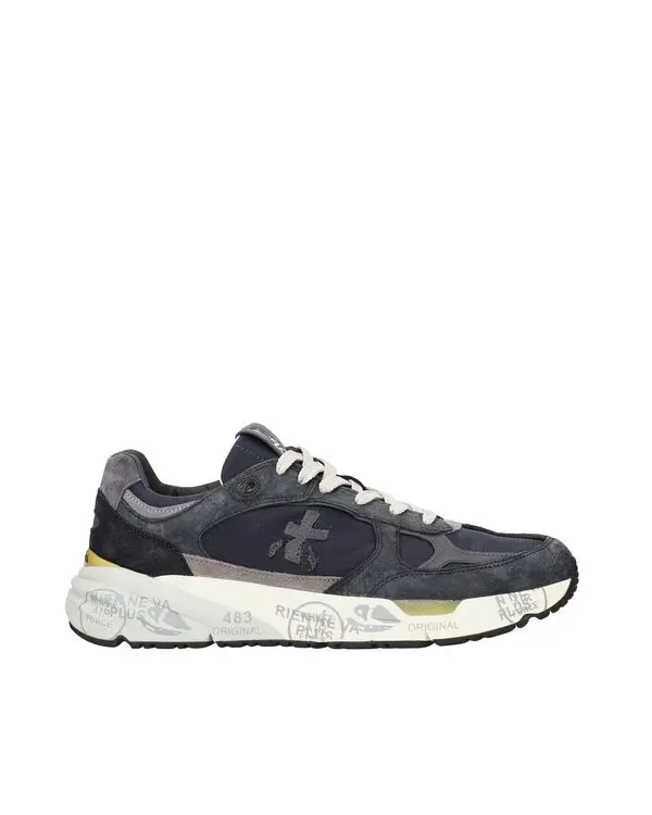Premiata Low-top Sneakers With Mixed-material Upper And Cushioned Midsole - Blue