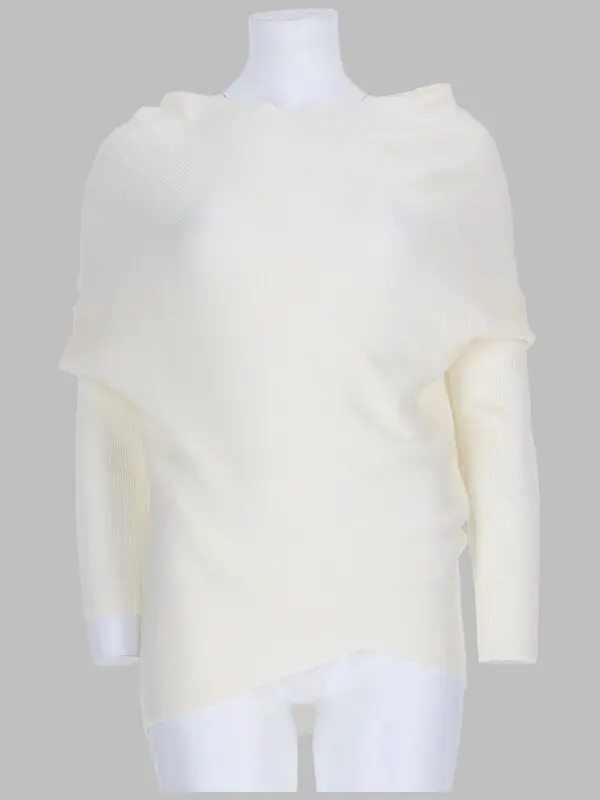 P.a.r.o.s.h Asymmetric Draped Wool Knit Sweater - White