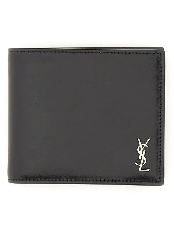 Saint Laurent Cassandre East/west Leather Tiny Wallet - Black